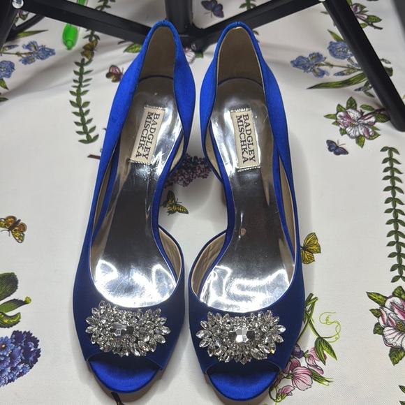 Badgley Mischka | Shoes | Badgley Mischka Blue Crystal Embellished ...